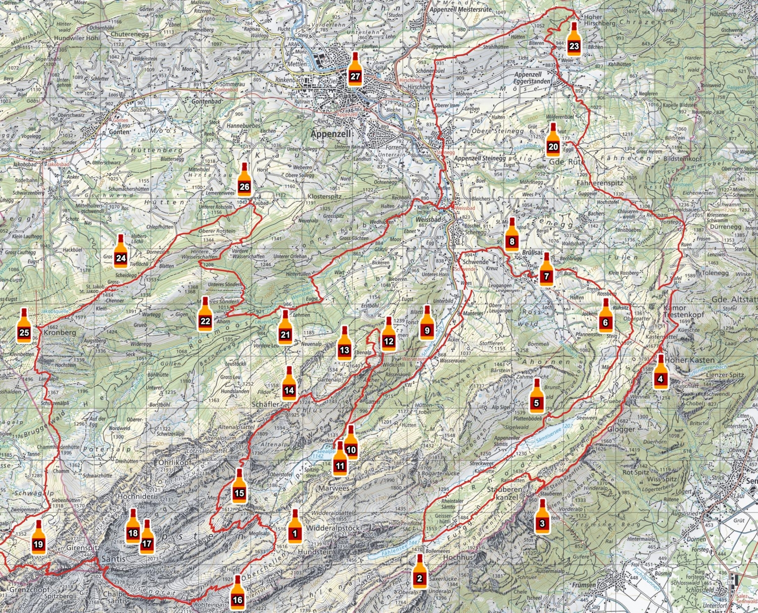 The Alpstein Whisky Trek Map In Switzerland - Adventure Bagging